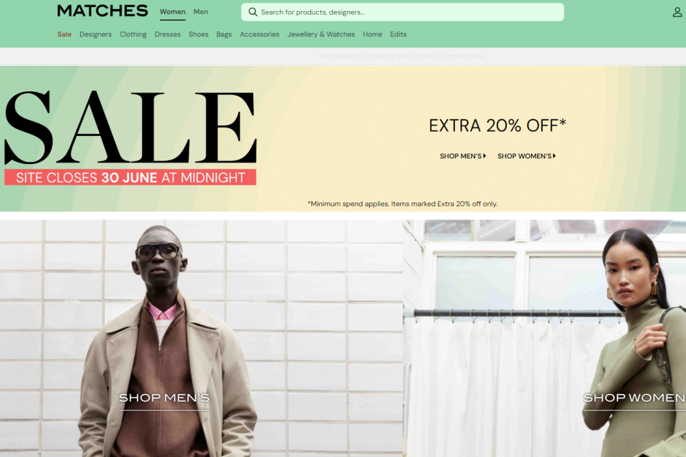 Matches to close stores and website