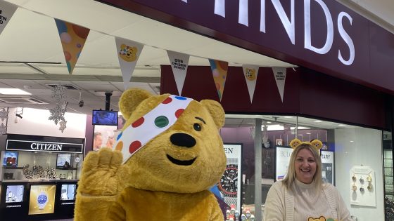 Pudsey Bear joins F.Hinds in support of BBC Children in Need 2023 | Retail Jeweller