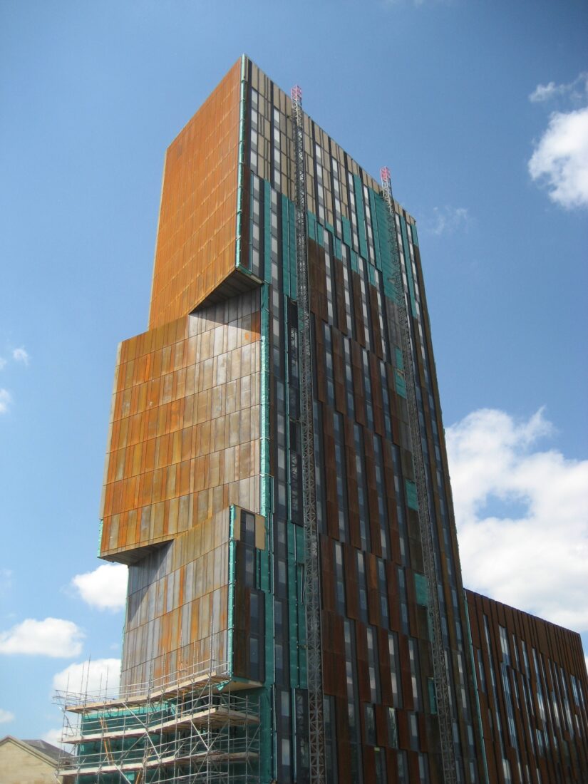 Latest look: Feilden Clegg Bradley's rusty Leeds landmark