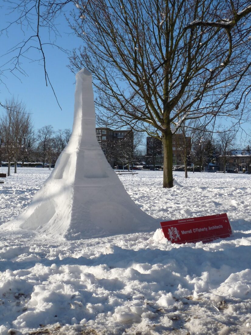 Ice work: Eiffel tower built in Harrogate park