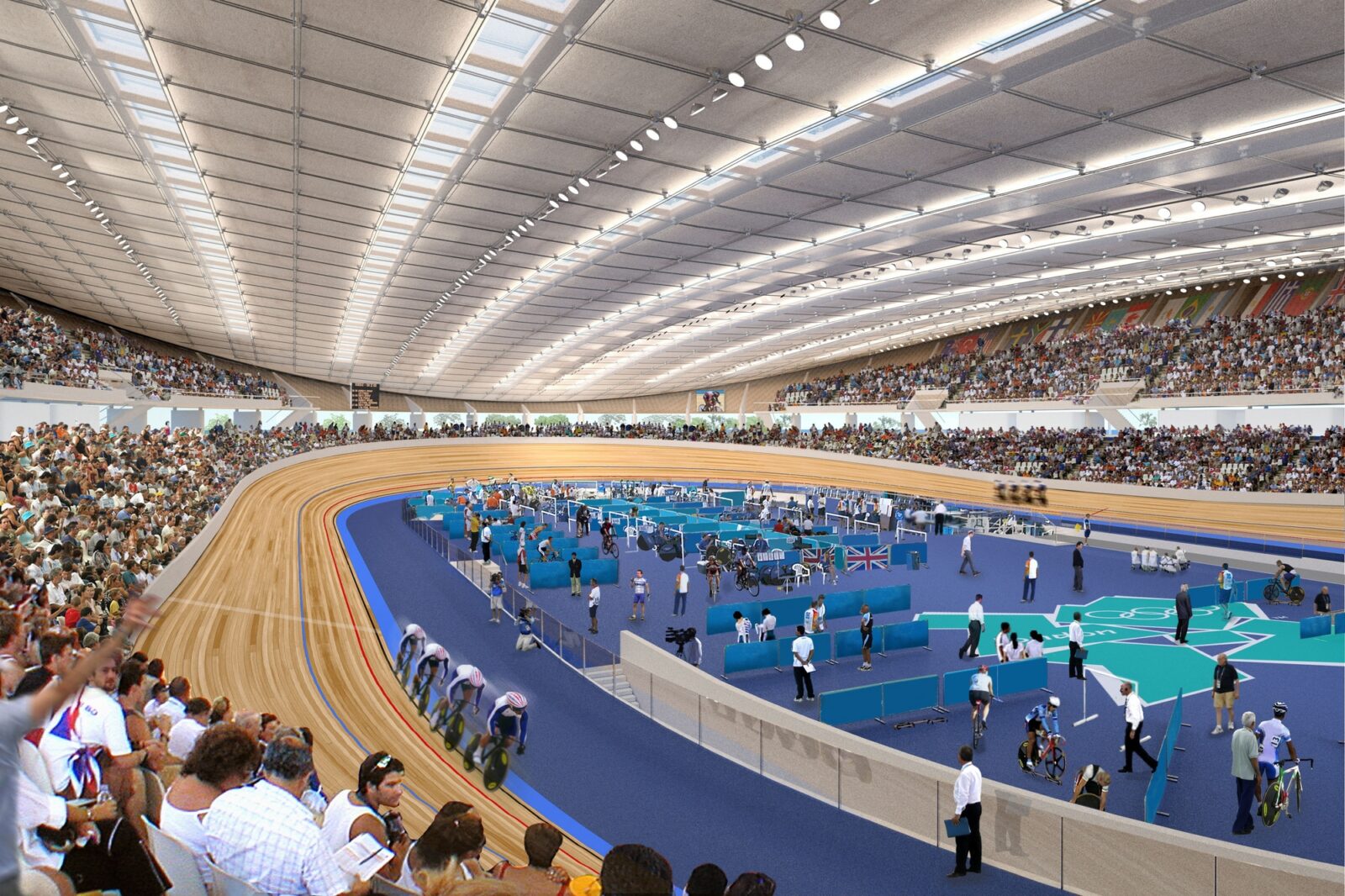 Roof in place on Hopkins’ Olympic velodrome