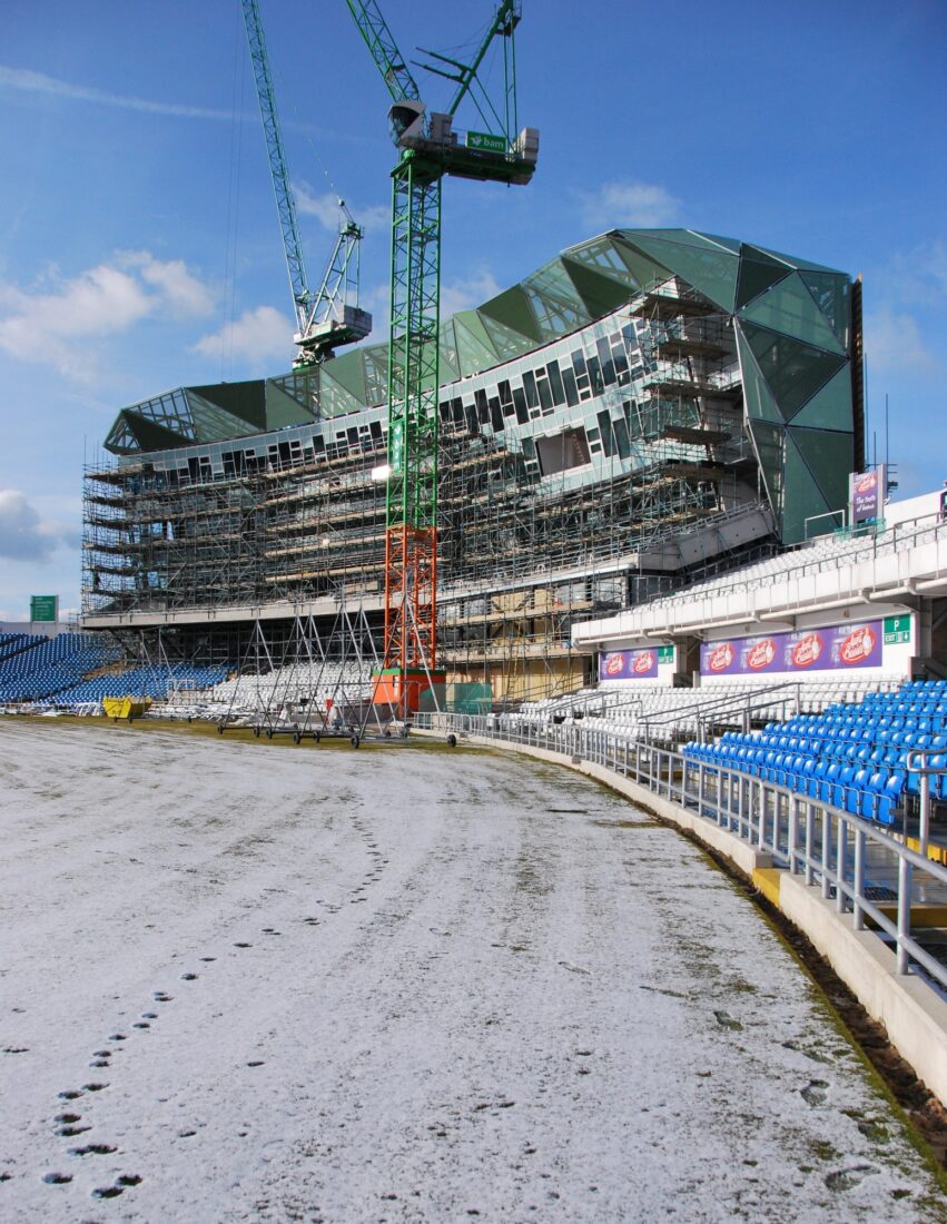 Almost over: Alsop's Headingley pavilion takes shape