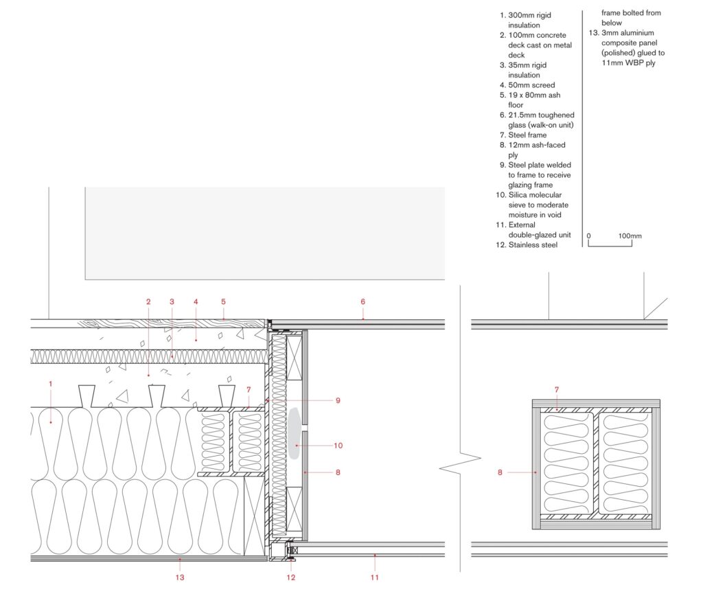 Floor glazing detail: Balancing Barn, Suffolk by MVRDV with Mole