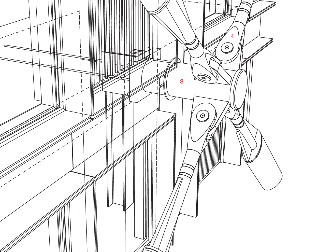 Perimeter bracing, Neo Bankside, London, by Rogers Stirk Harbour + Partners