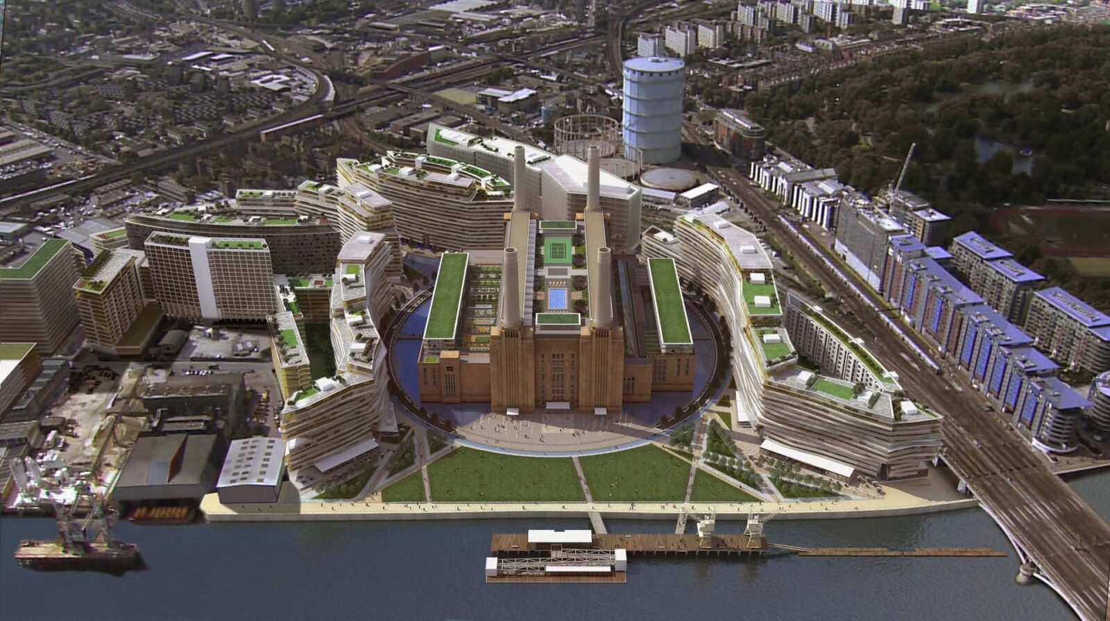 Riverside park at Battersea Power Station to open this summer