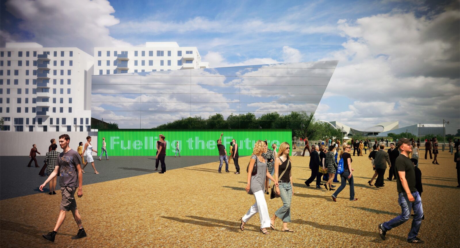 Revealed: BP's mirrored box pavilion