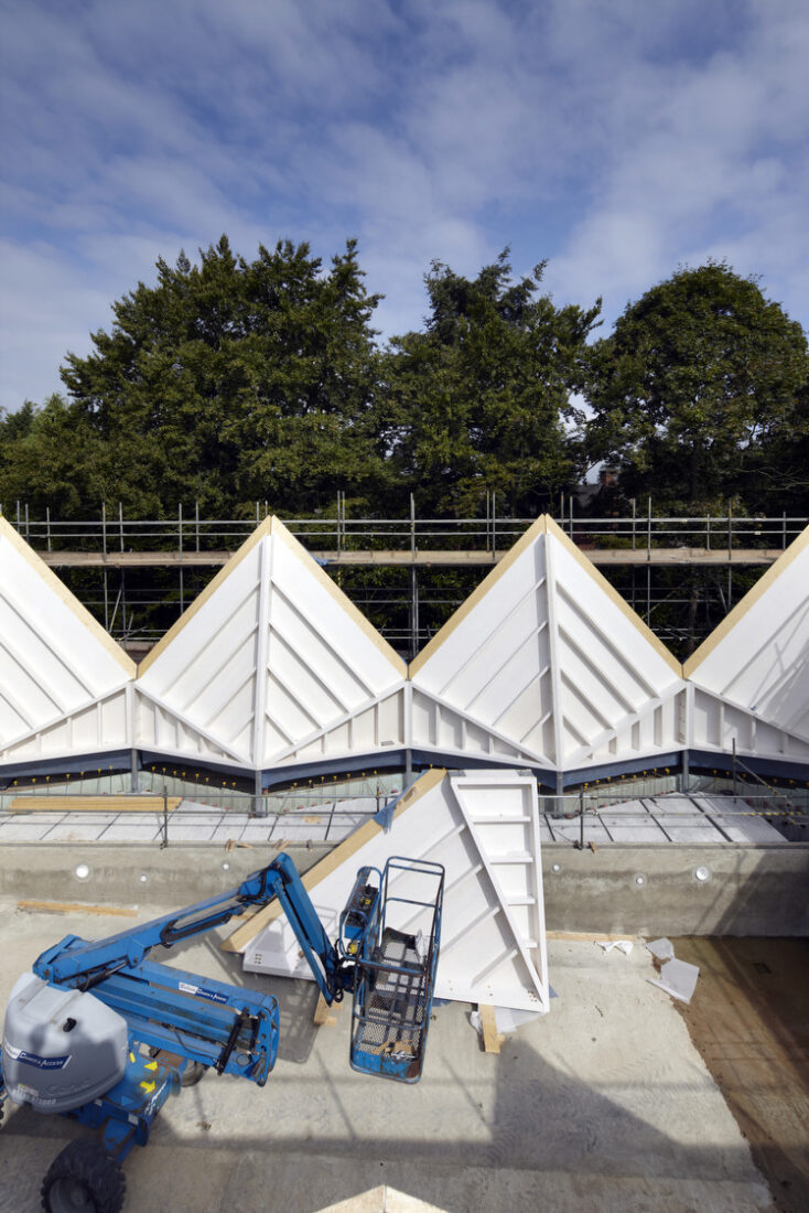 On site: Duggan Morris’ timber roofed swimming pool and sports hall