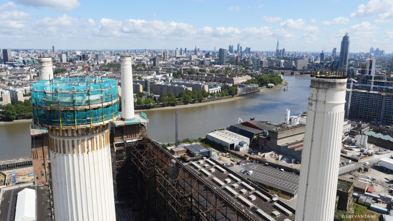 Revealed: first image of Battersea Power Station chimney disassembly