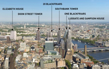 Visualisations of London in 2030 installed at The Shard