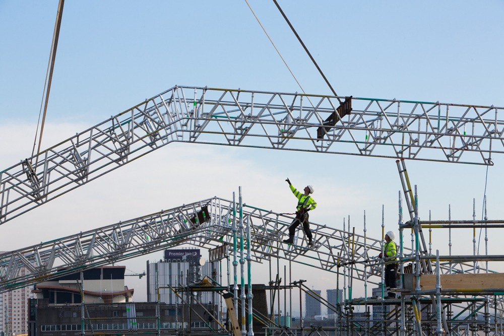 Temporary roof installed over the Mac