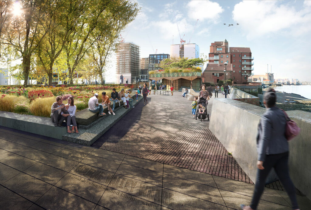 Studio Weave in team working on Thames path at Nine Elms