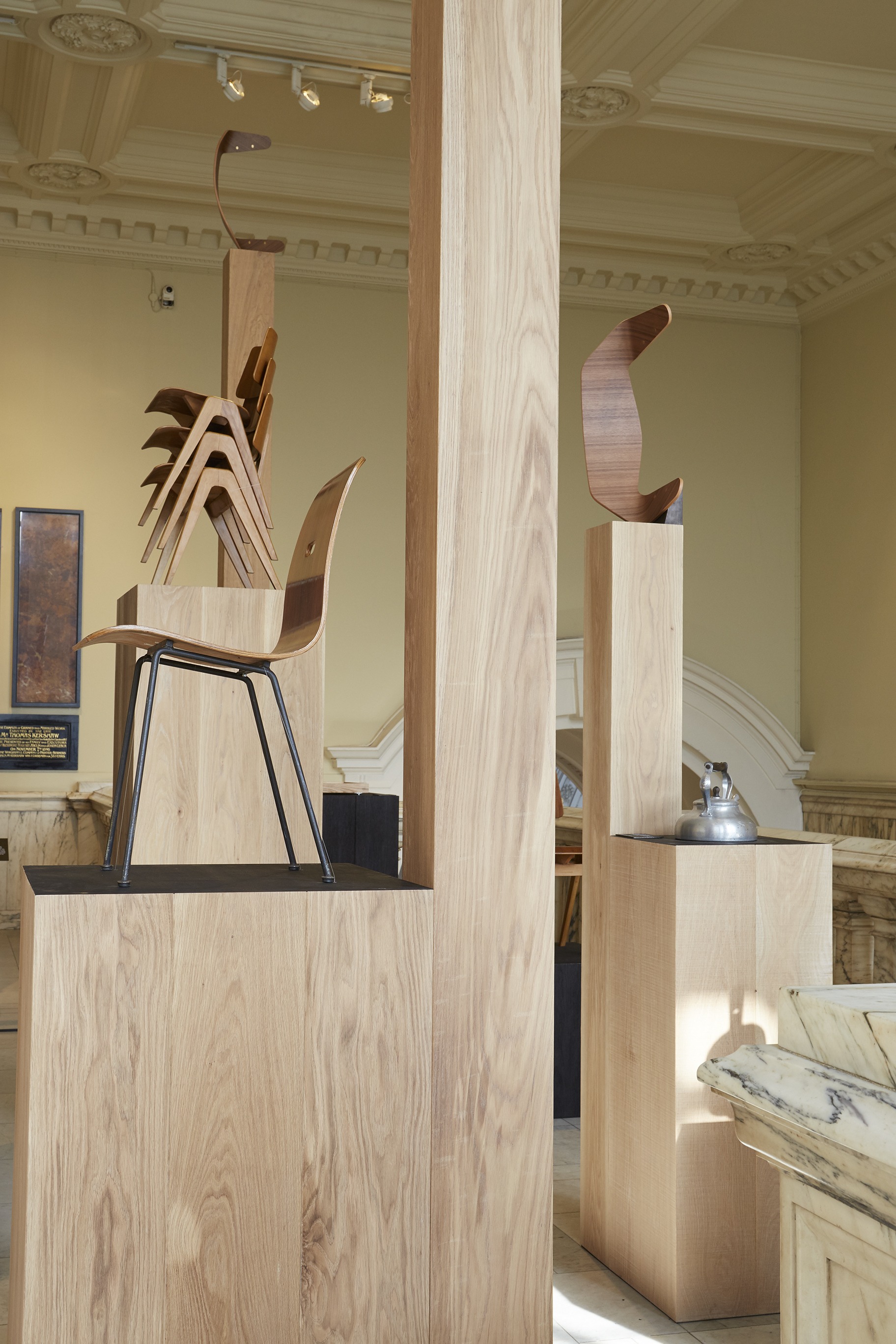 Assemble reveals timber ‘forest’ celebrating Robin Day’s work