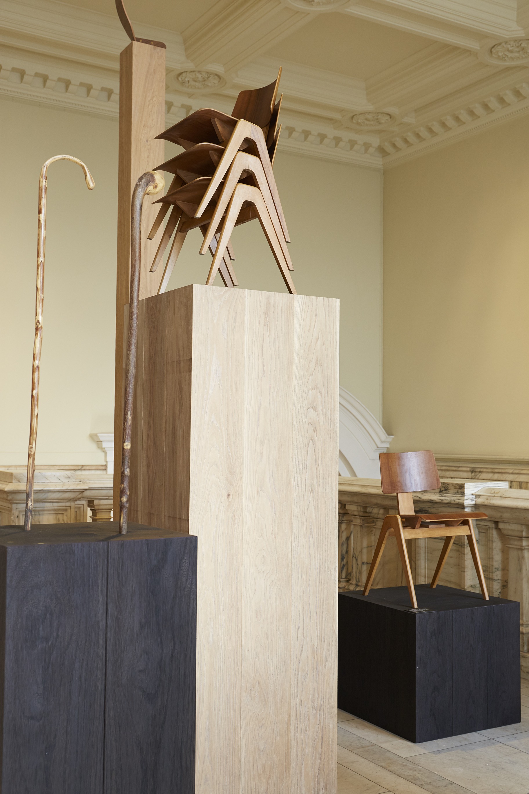 Assemble reveals timber ‘forest’ celebrating Robin Day’s work