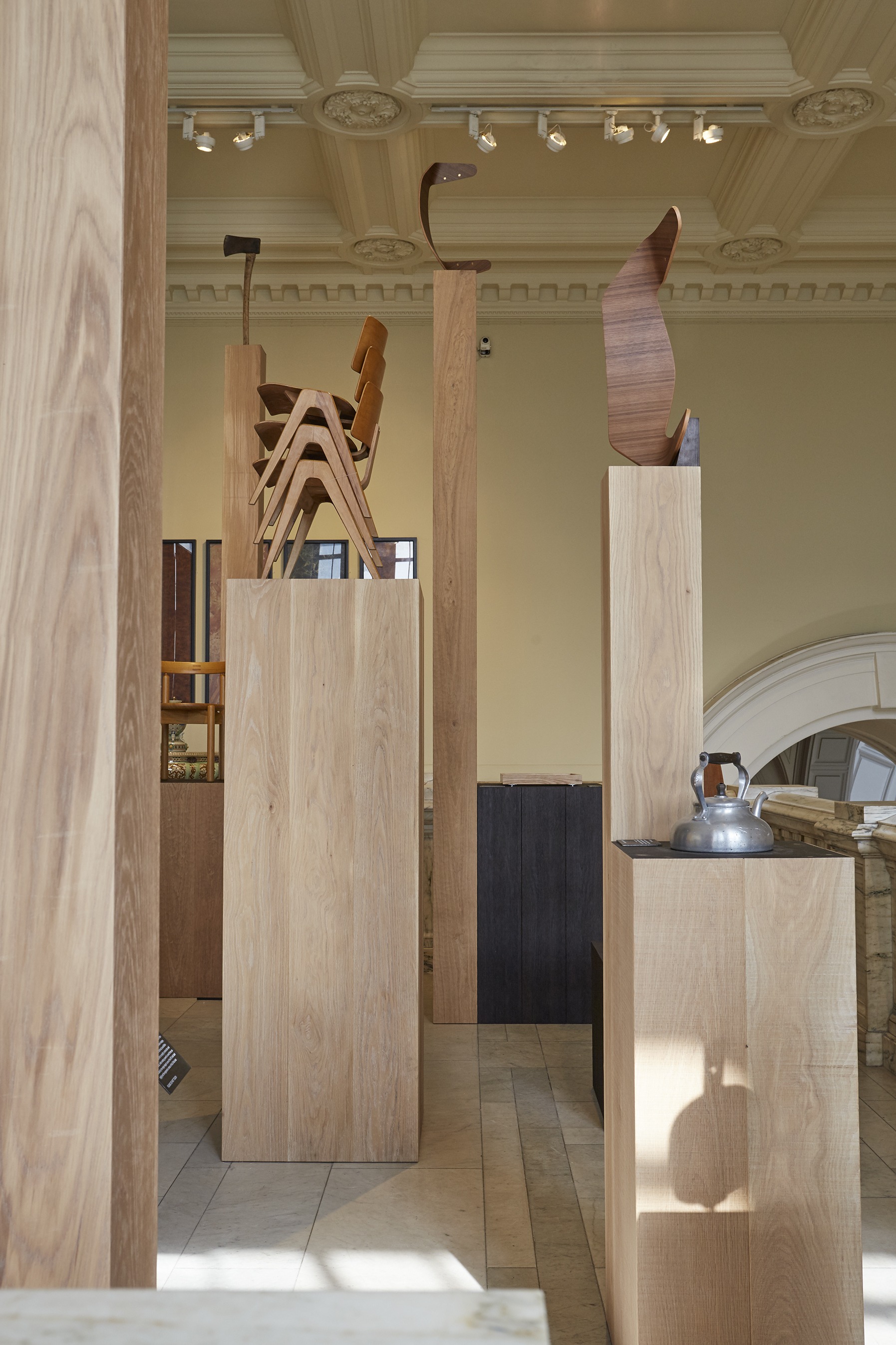 Assemble reveals timber ‘forest’ celebrating Robin Day’s work