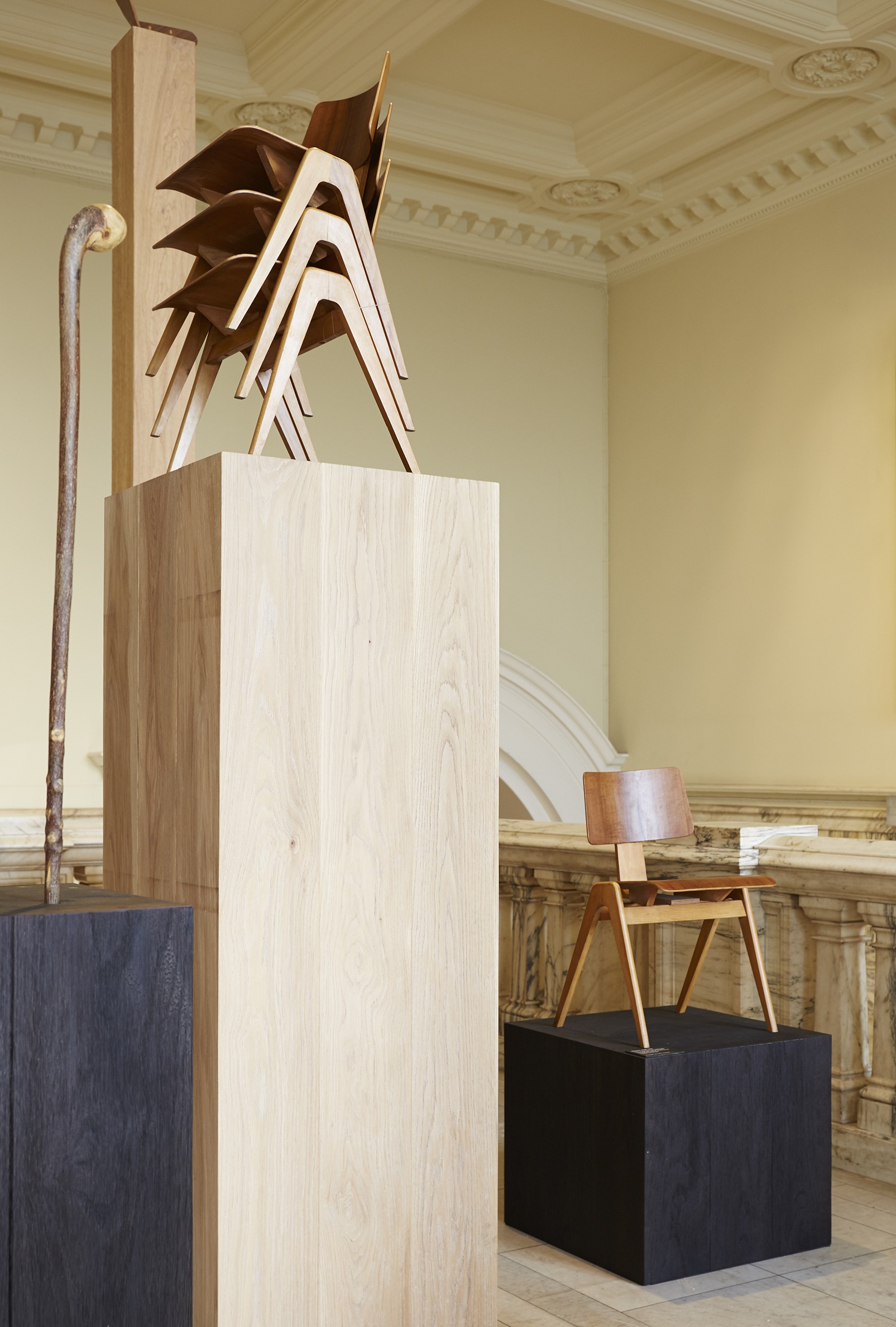 Assemble reveals timber ‘forest’ celebrating Robin Day’s work