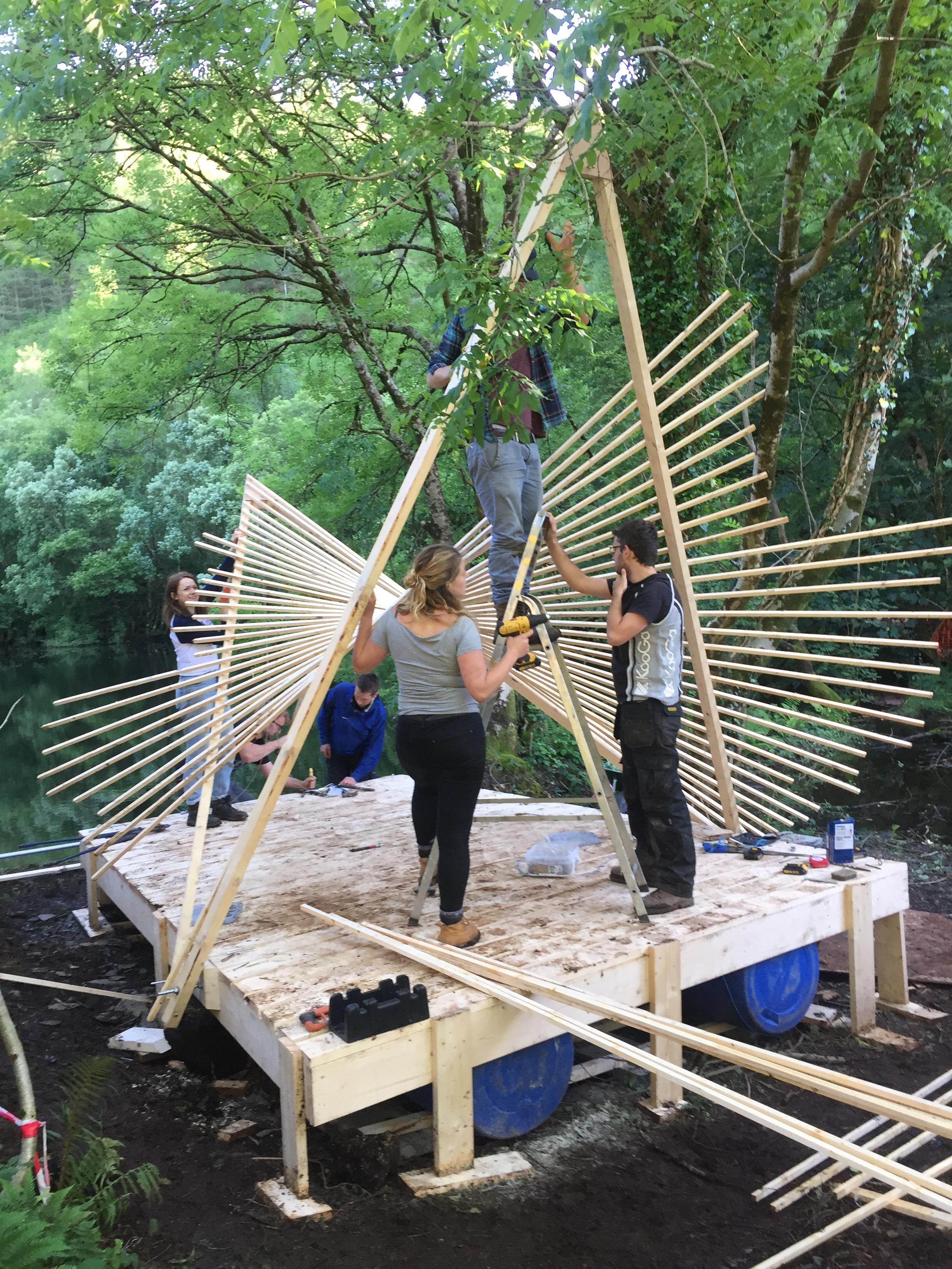 CAT students launch floating hyperbolic paraboloid pavilion