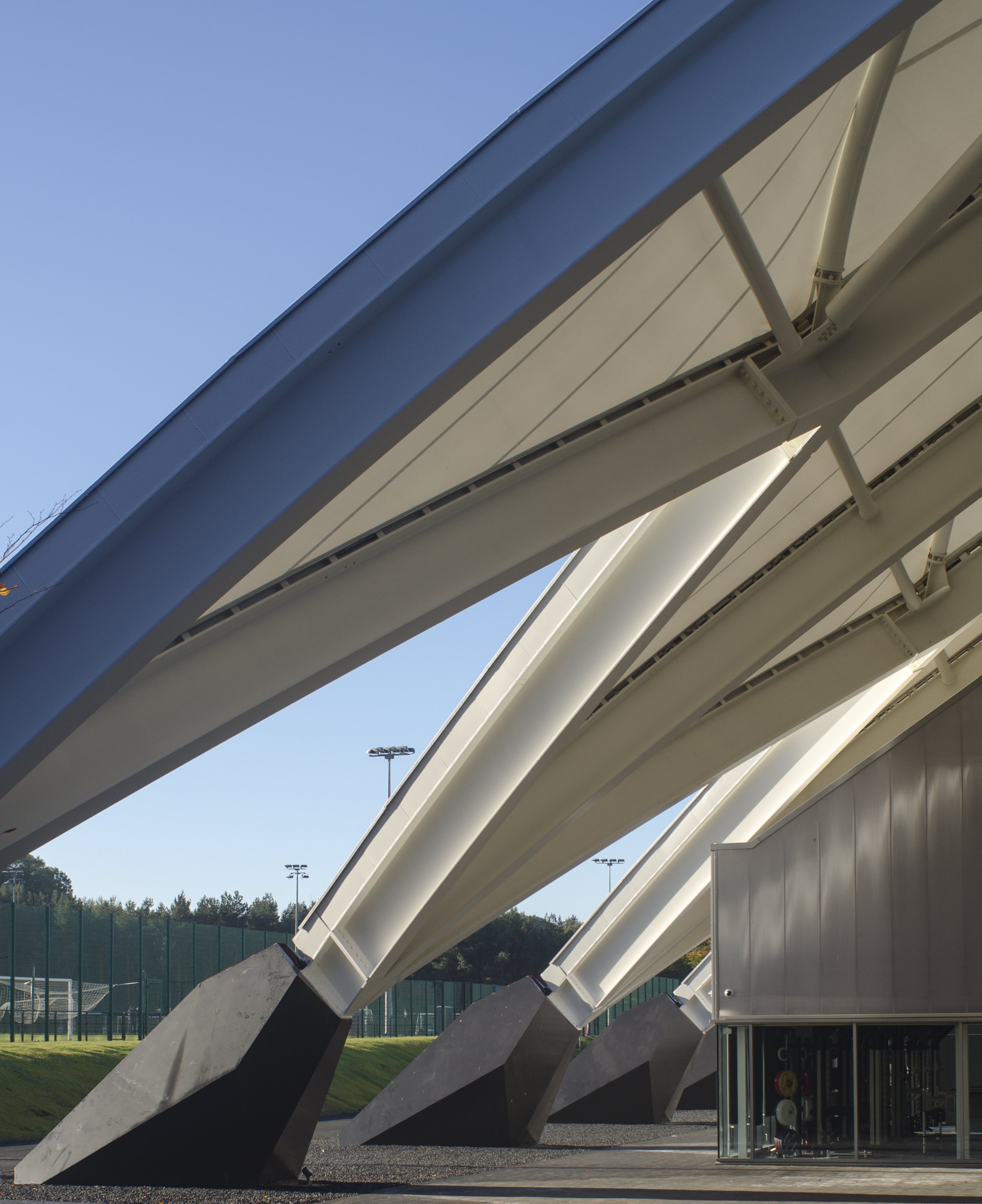 Reiach and Hall's sculptural roof is based on a legendary free kick