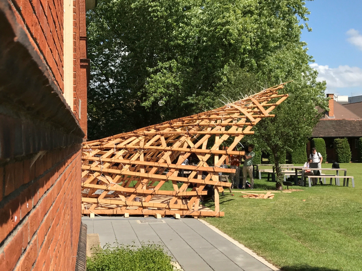 Student pavilion: gridshell by Reading students working with Invisible ...
