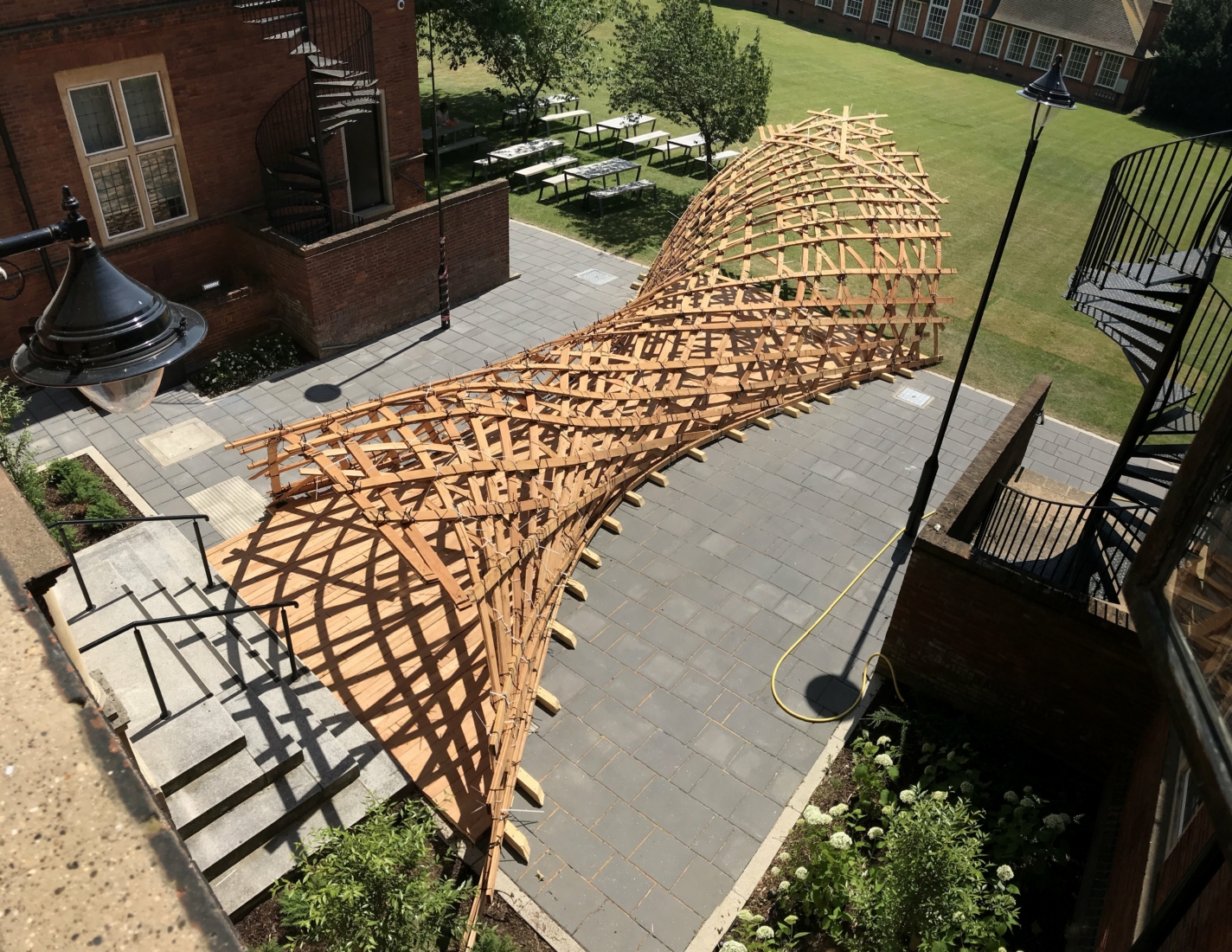 Student pavilion: gridshell by Reading students working with Invisible ...