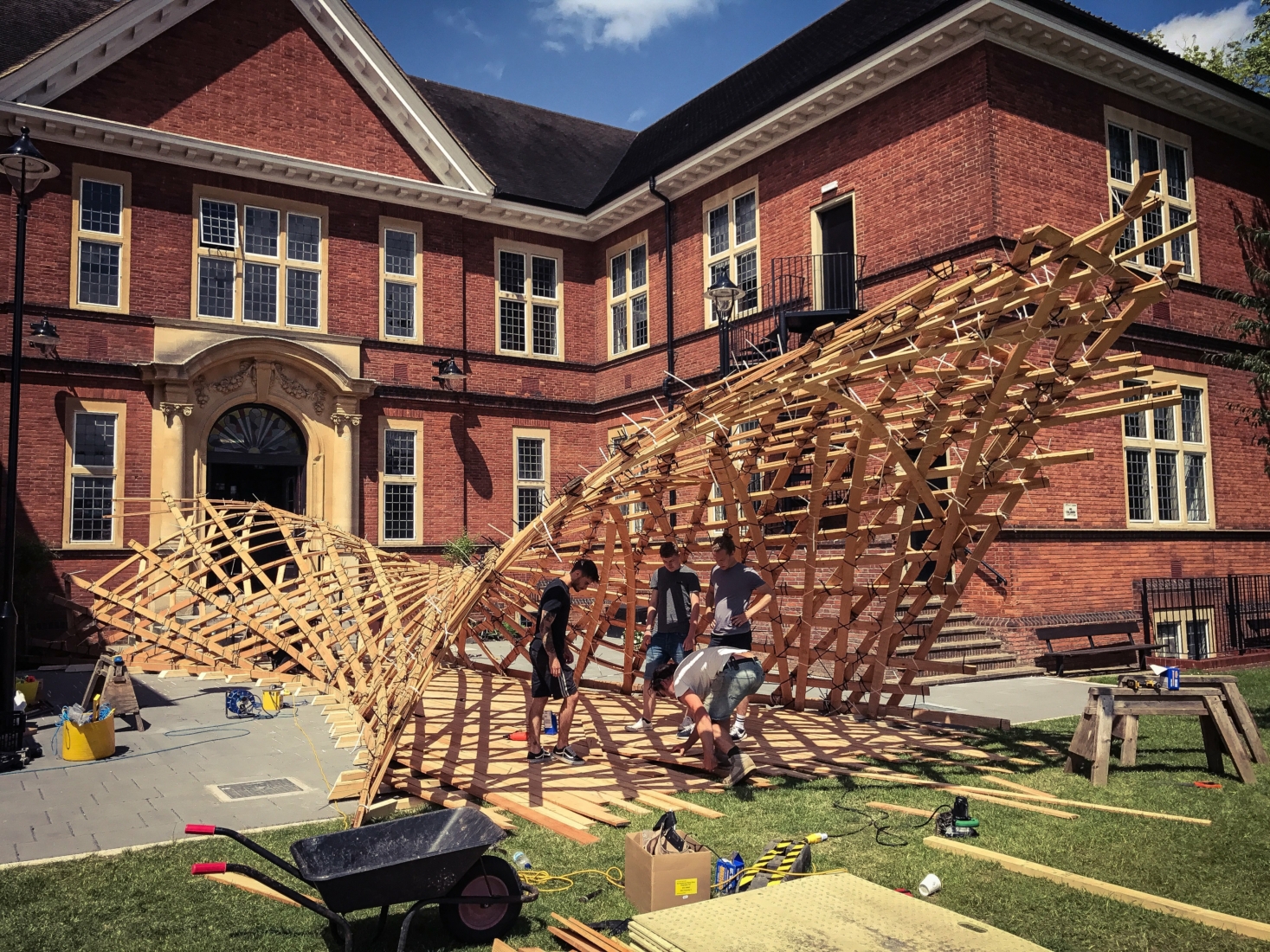 Student pavilion: gridshell by Reading students working with Invisible ...