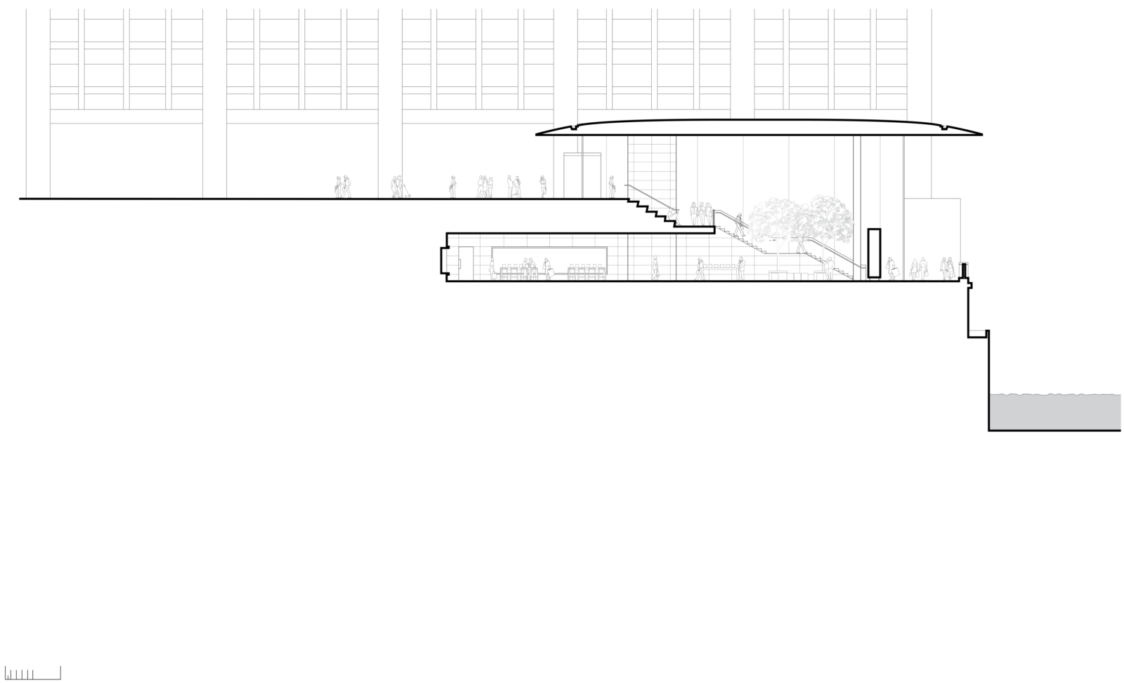 Foster + Partners' Chicago Apple Store cascades down to meet the river