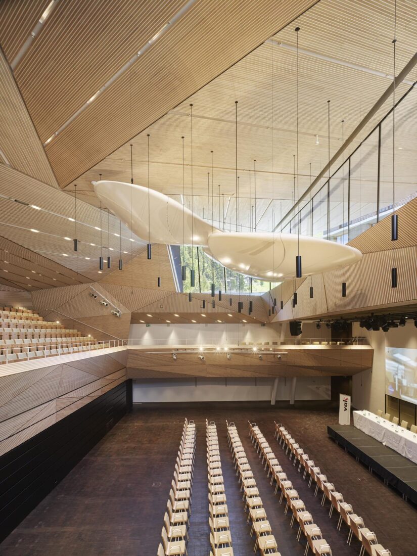 Alpine ski village concert hall completed by Studio Seilern in Switzerland
