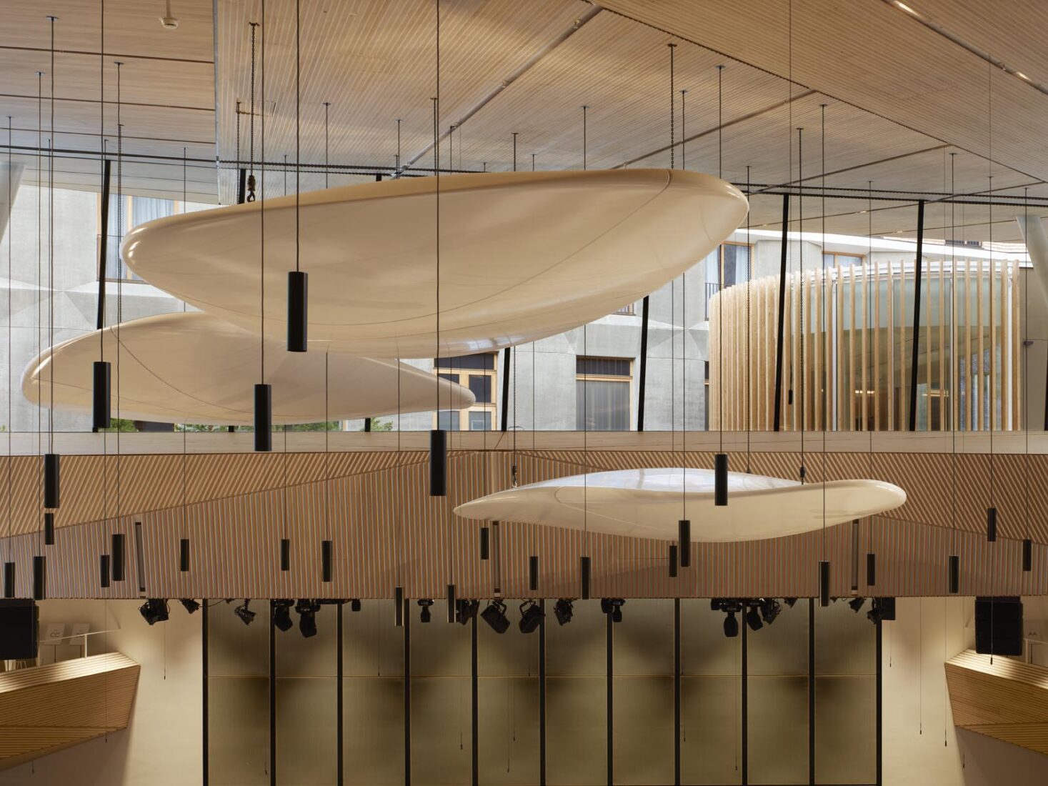 Alpine ski village concert hall completed by Studio Seilern in Switzerland