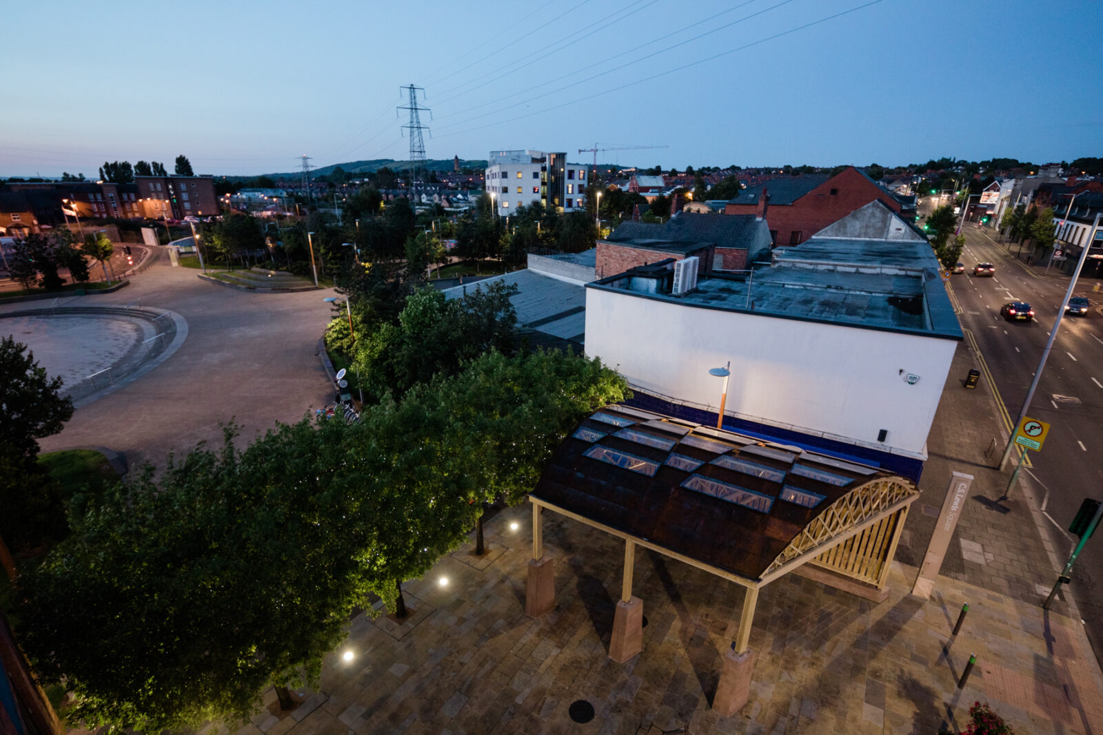 Emerging architects design trussed pavilion in East Belfast