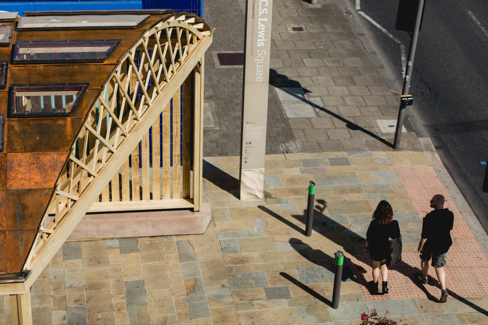 Emerging architects design trussed pavilion in East Belfast
