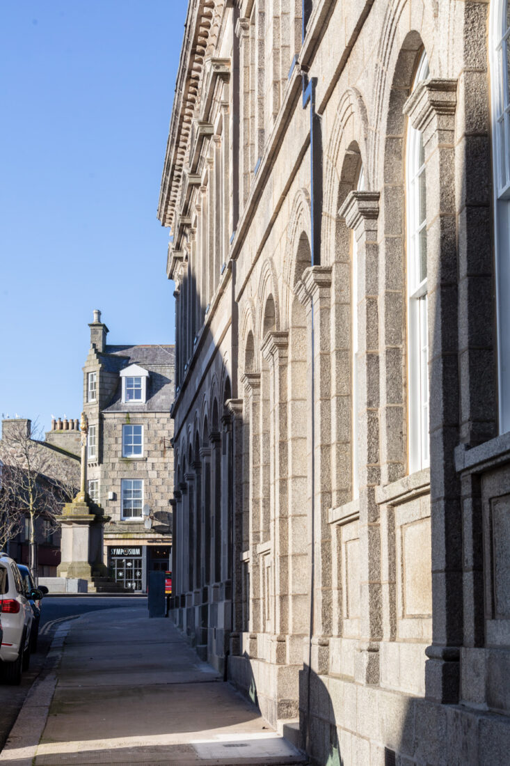 Moxon Architects rework Fraserburgh's civic hub with weathered steel ...