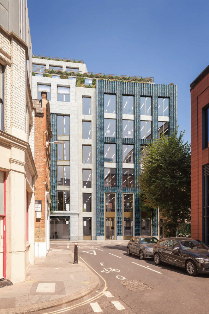 Emrys Architects wins planning for faience-clad London office block