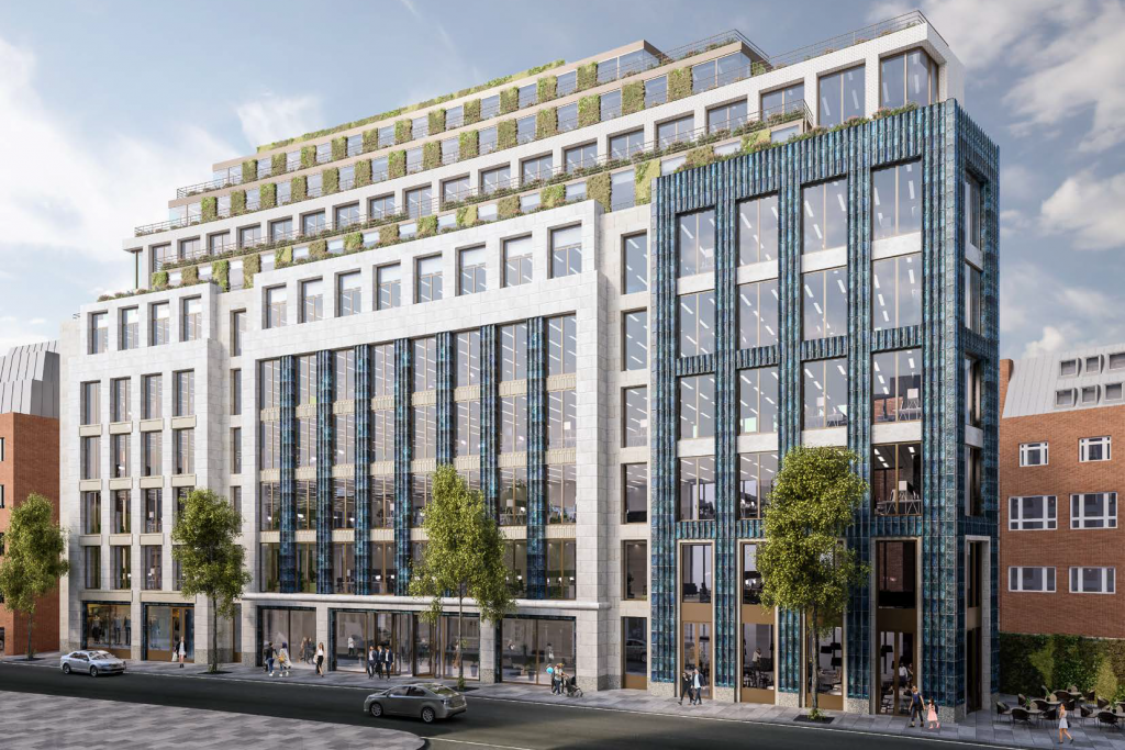 Emrys Architects wins planning for faience-clad London office block