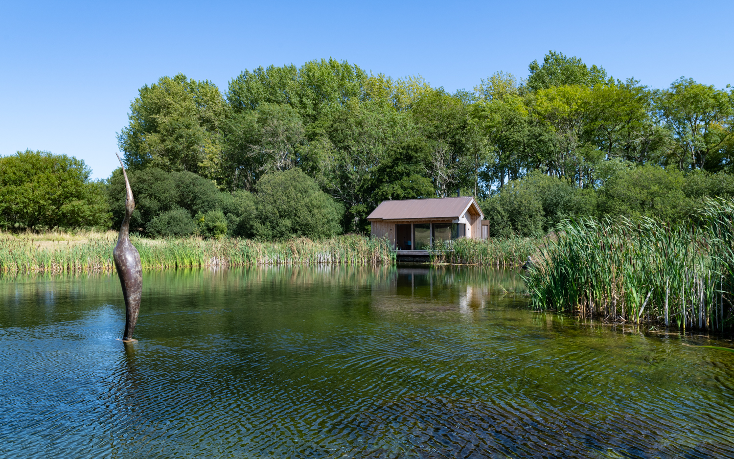 RX Architects completes 39m² lakeside cabin in Kent Downs