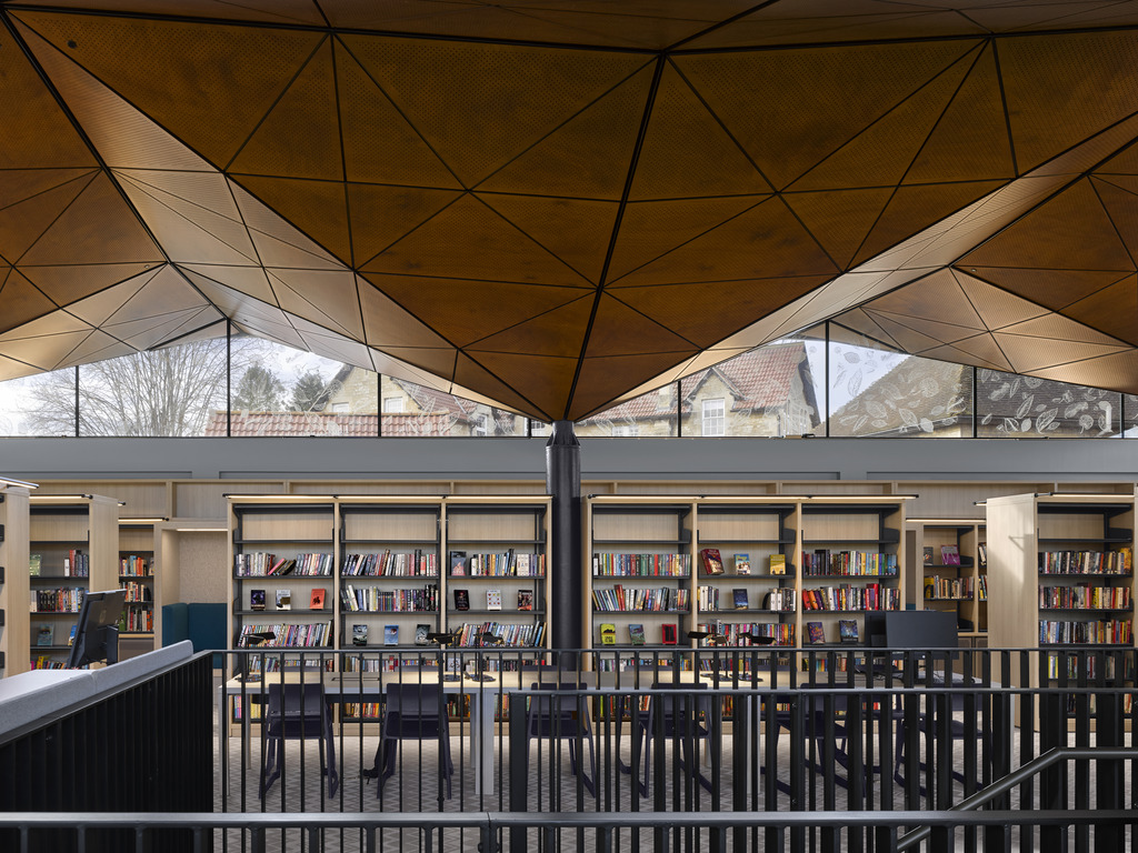 Woods Bagot completes library with ‘floating’ timber roof for Wiltshire ...
