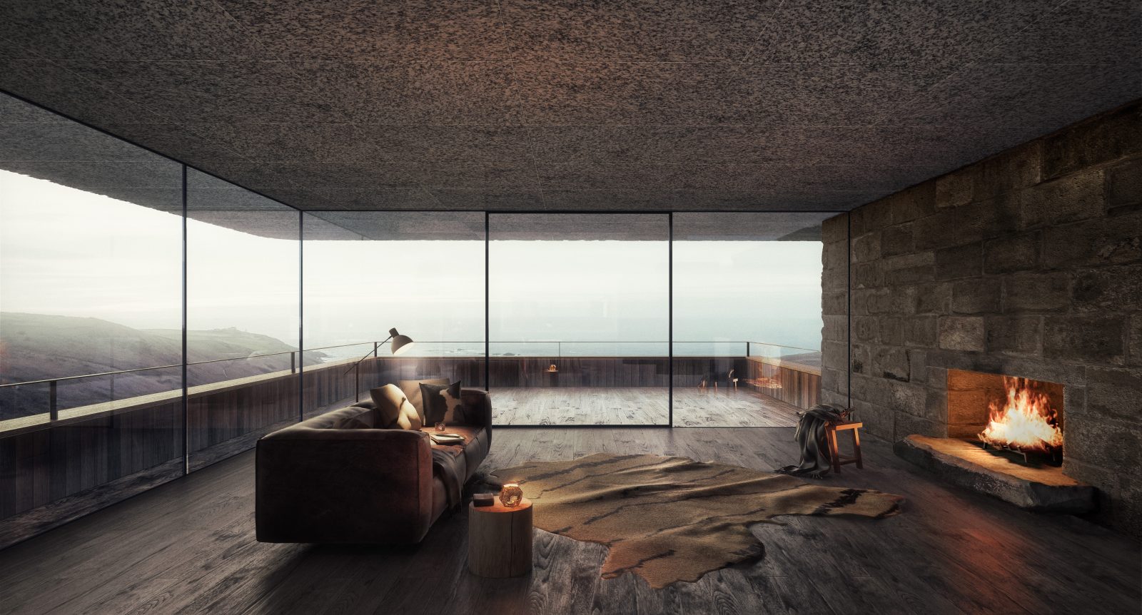 Foster Lomas wins approval for Cornish house with granite slab roof