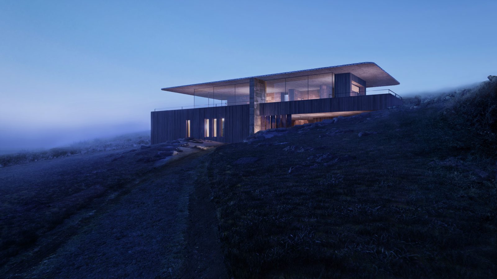 Foster Lomas wins approval for Cornish house with granite slab roof