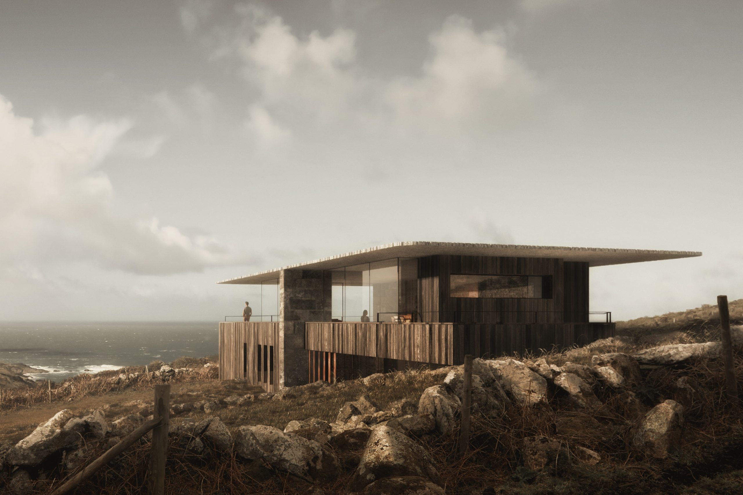 Foster Lomas wins approval for Cornish house with granite slab roof