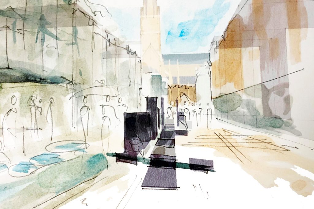 Tim Scrace's sketches preview Salisbury summer installation