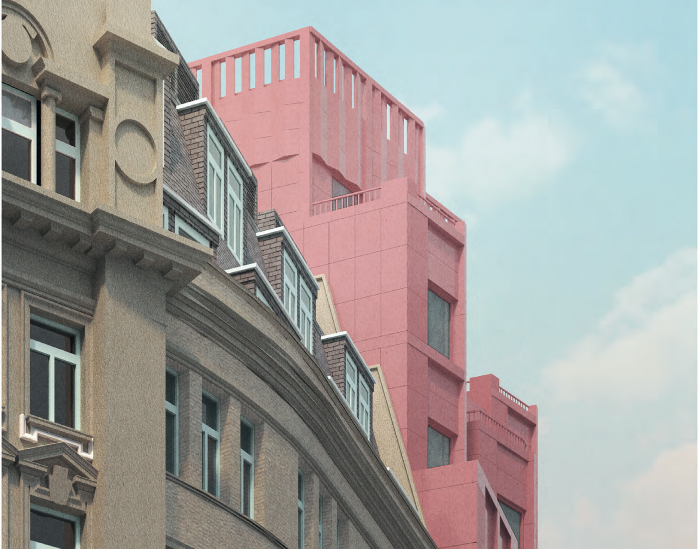 Gort Scott to add three floors and pink façade to 90s London office