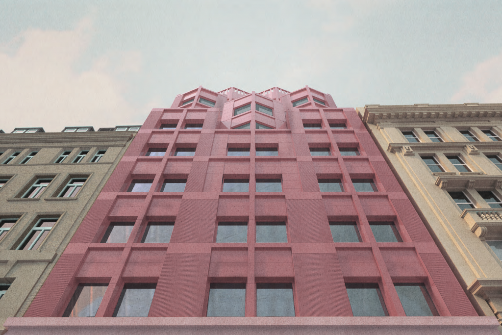 Gort Scott to add three floors and pink façade to 90s London office