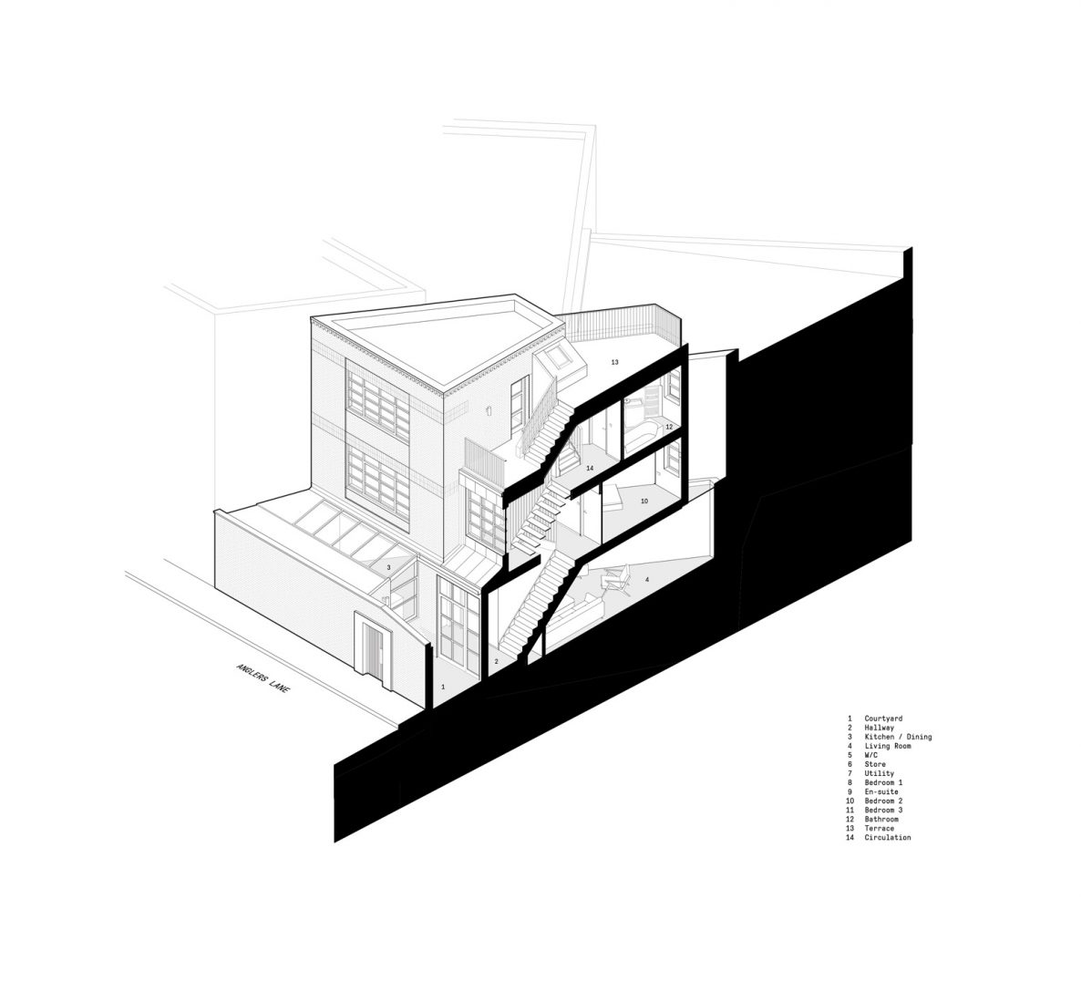 Child Graddon Lewis creates house on triangular infill site