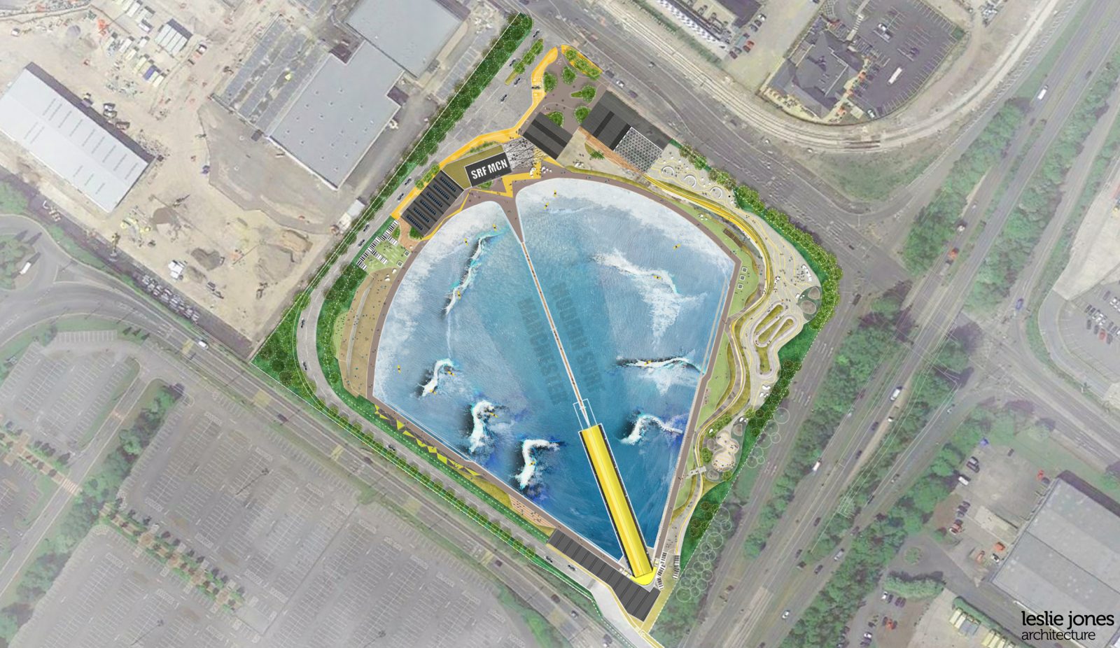 Leslie Jones submits ‘urban surf’ scheme for Manchester
