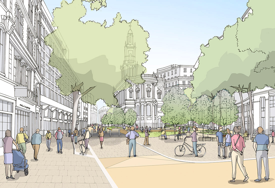 Work starts on LDA Design’s £30 million car-free Strand plans