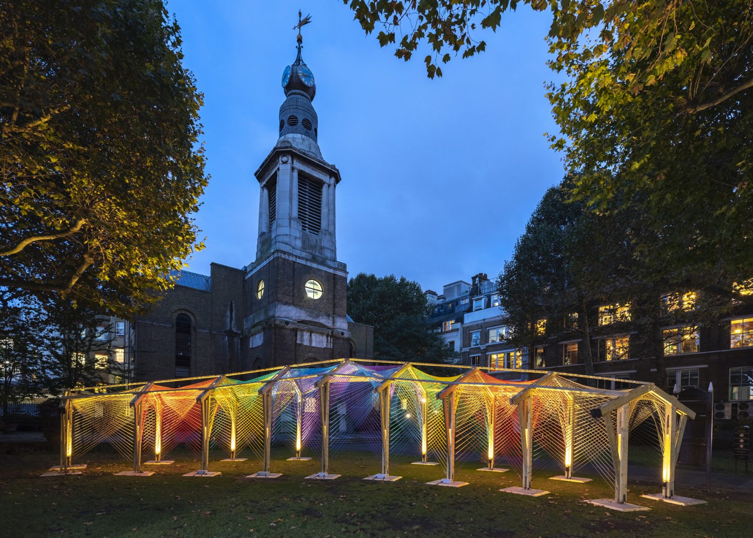 Pride pavilion designed by young Fosters team constructed in Soho