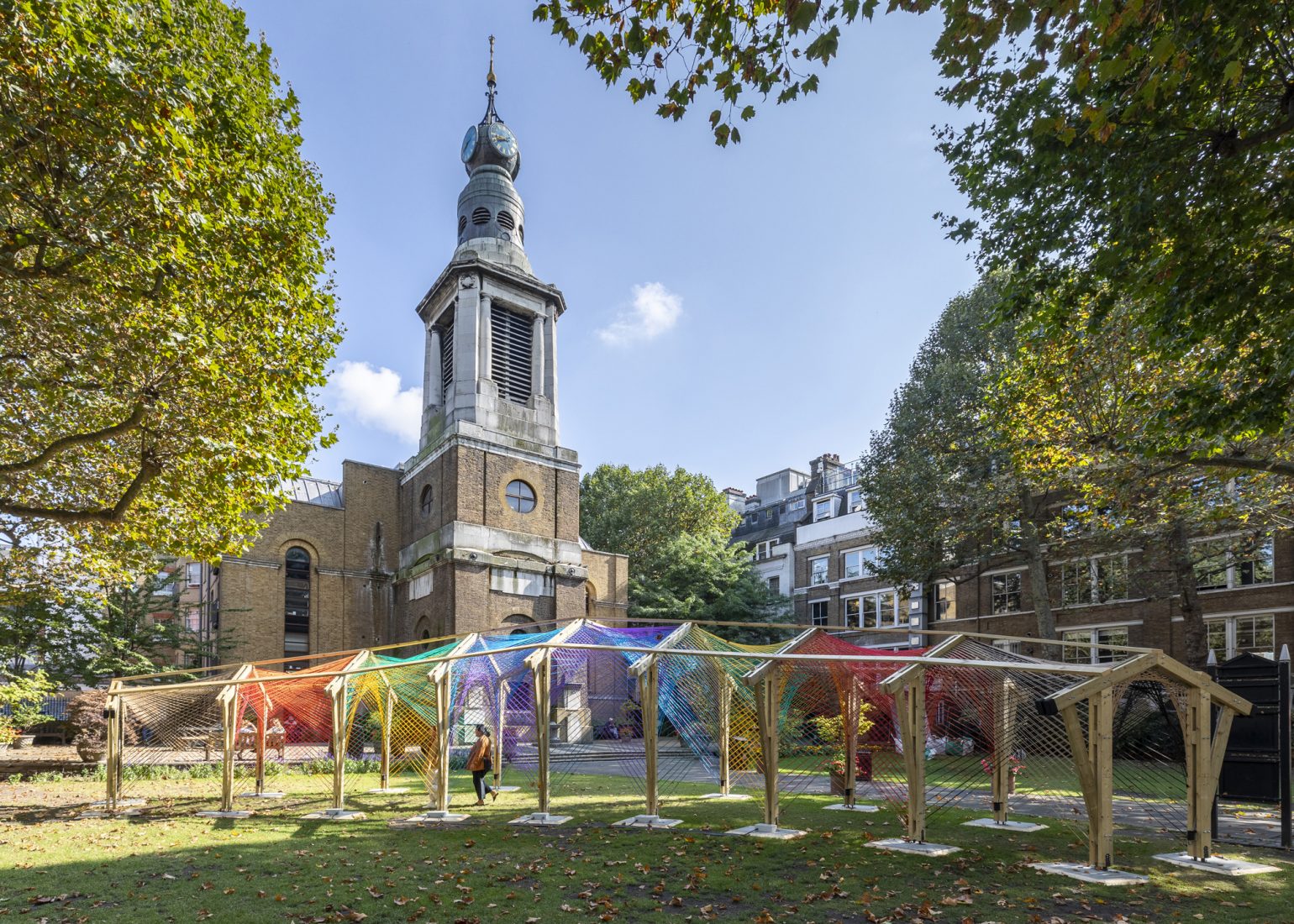 Pride pavilion designed by young Fosters team constructed in Soho