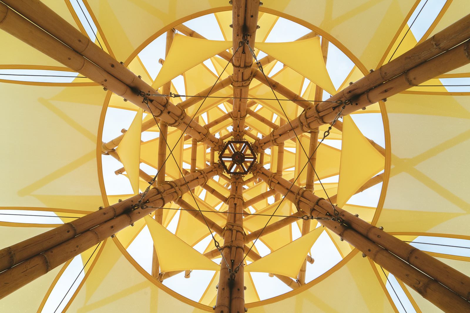 Bamboo seaside pavilion finds new home at AKT II’s Old Street office