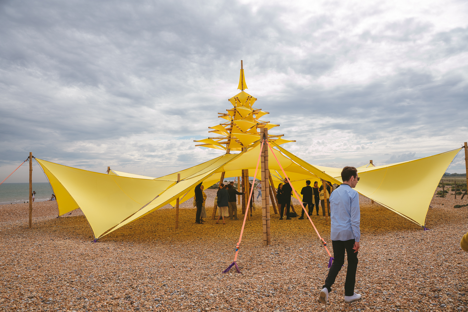 Bamboo seaside pavilion finds new home at AKT II’s Old Street office