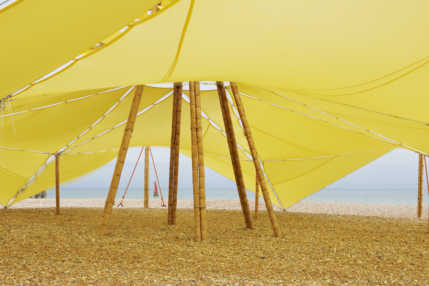 Bamboo seaside pavilion finds new home at AKT II’s Old Street office