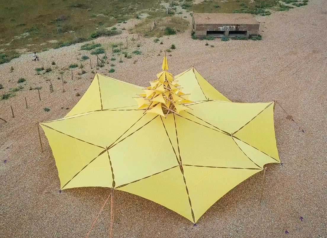 Bamboo seaside pavilion finds new home at AKT II’s Old Street office