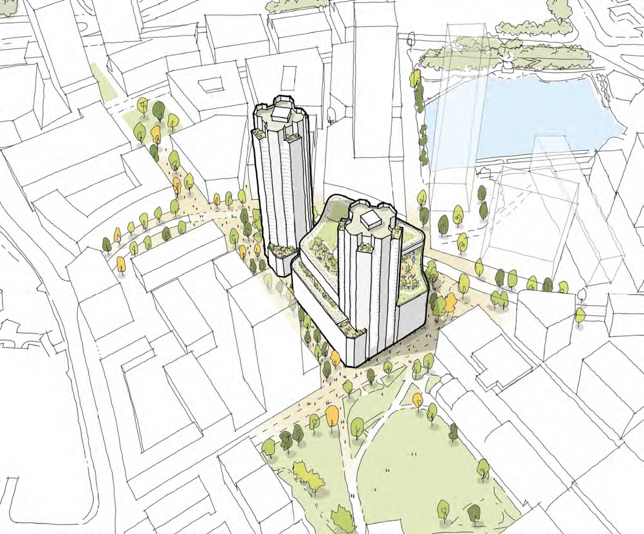 AHMM reveals plans for Canada Water towers